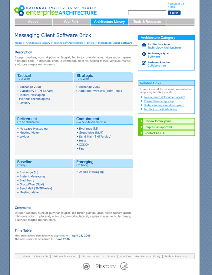 NIH EA Style Guide | Templates | Enterprise architecture content (EAC)