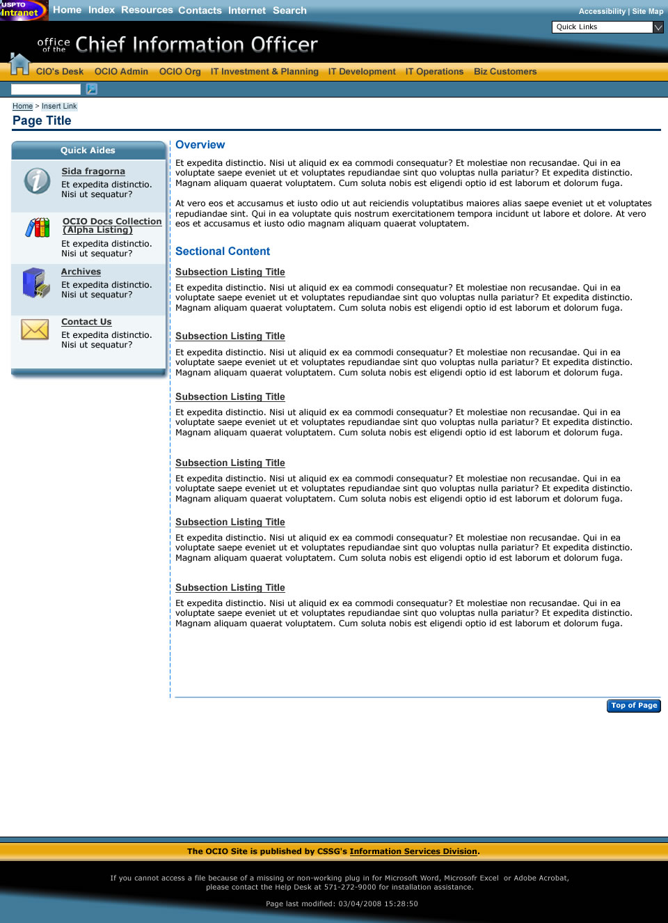New CIO Website Mock-ups :: CIO Primary Section Page